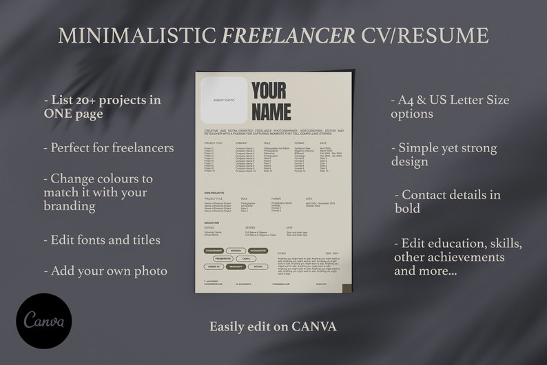 Creative Resume Template With Photo, Modern CV Template 2024 Easily ...