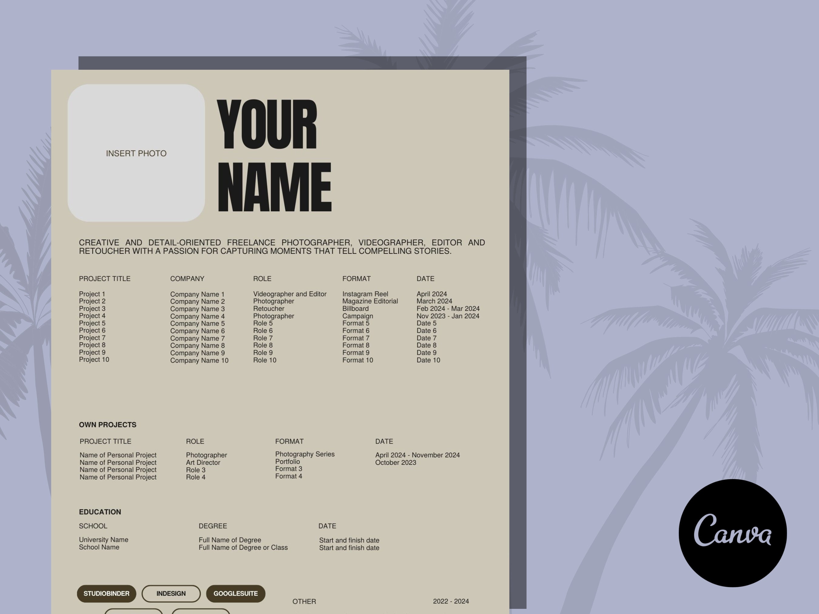 Creative Resume Template With Photo, Modern CV Template 2024 Easily ...
