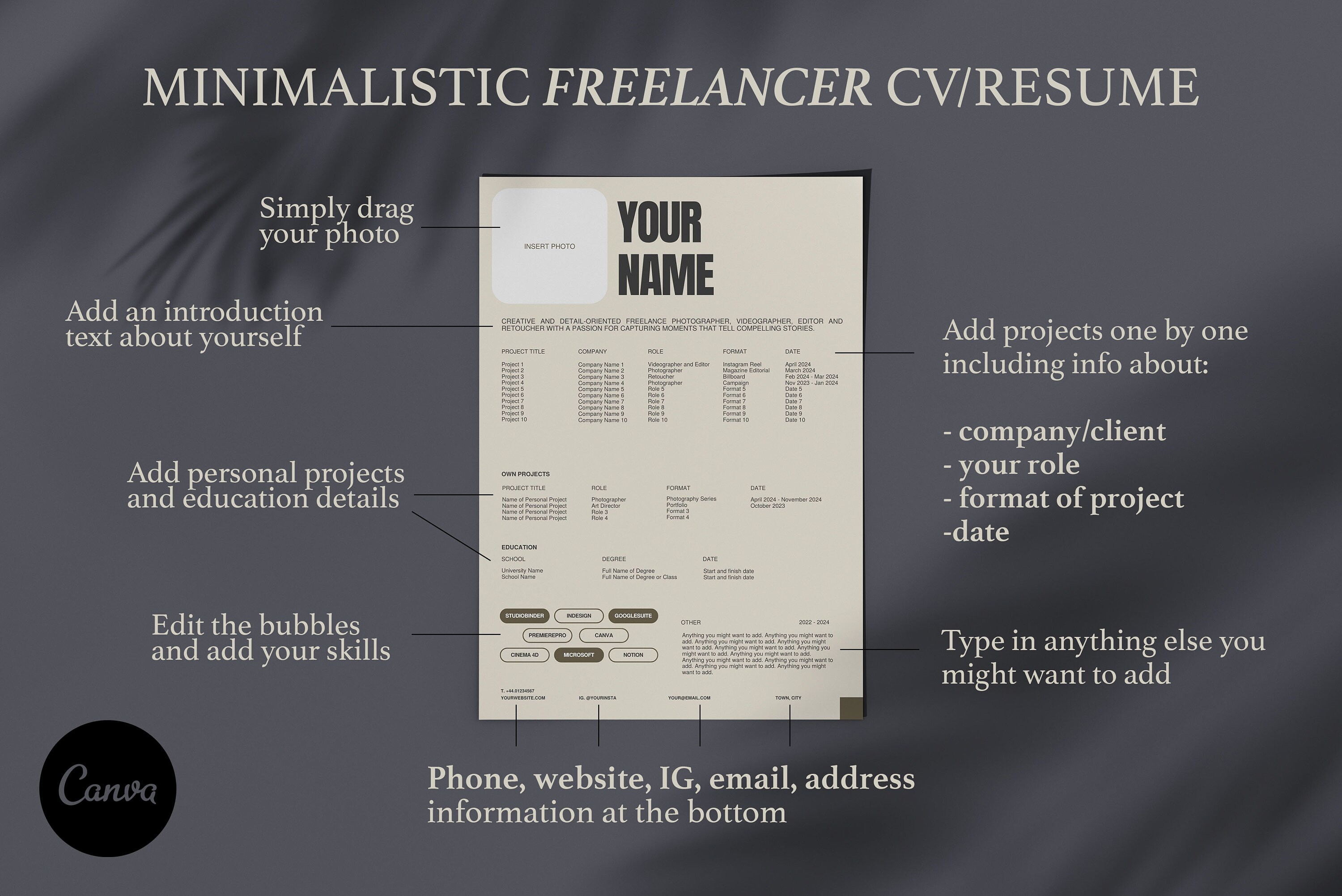 Creative Resume Template With Photo, Modern CV Template 2024 Easily ...