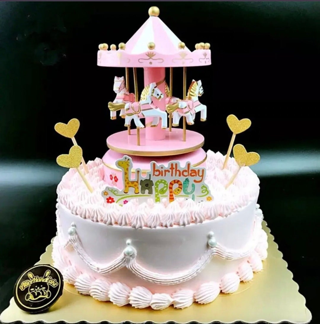 Mini Carousel Music Box Cake Topper – Pink Pastel Pony Birthday Party ...