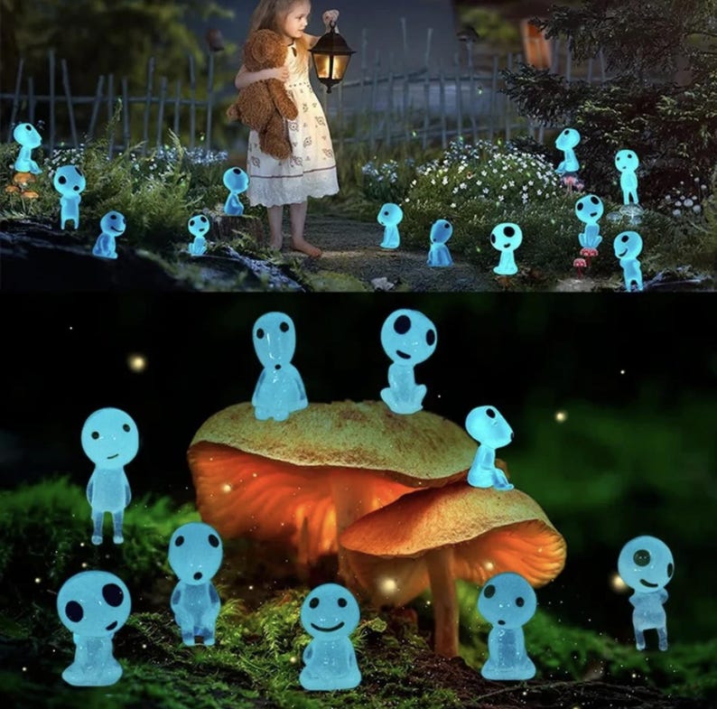 Glow-in-the-dark Little Ghouls Tree Kodamas Spooky Garden Decor, Set of ...