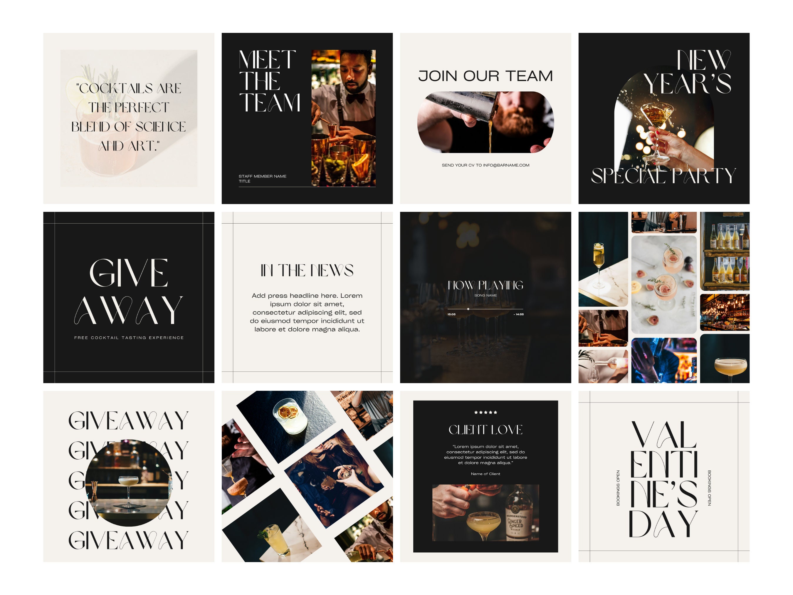 Cocktail Bar Instagram Template, Restaurant, Pub, Food & Beverage ...