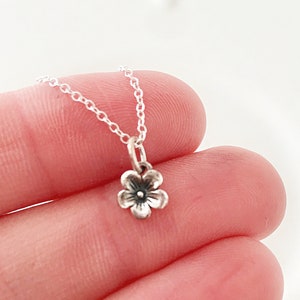 Sterling Silver Tiny Flower Necklace, Womens Jewelry, Gift for Girl ...