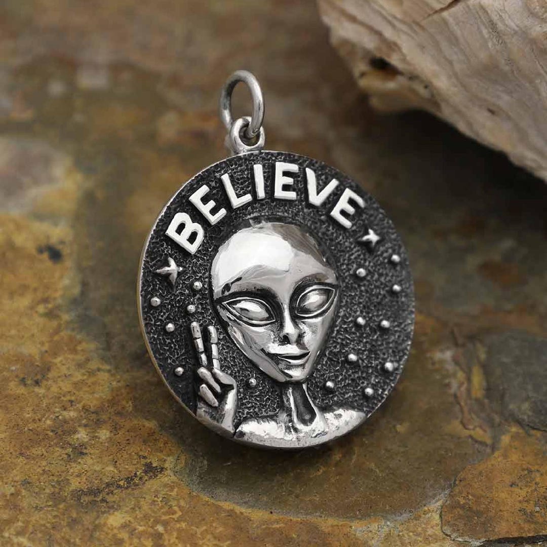 Sterling Silver Alien Pendant, Travel Wanderlust Jewelry, North Star ...
