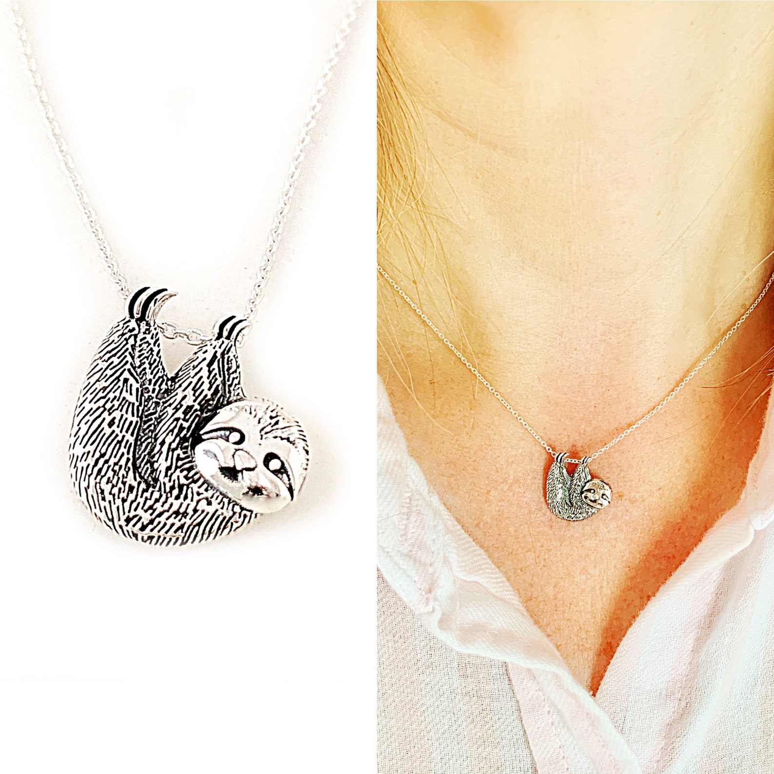 Sloth Necklace for Women Sloth Gifts for Her Sterling Silver | Etsy