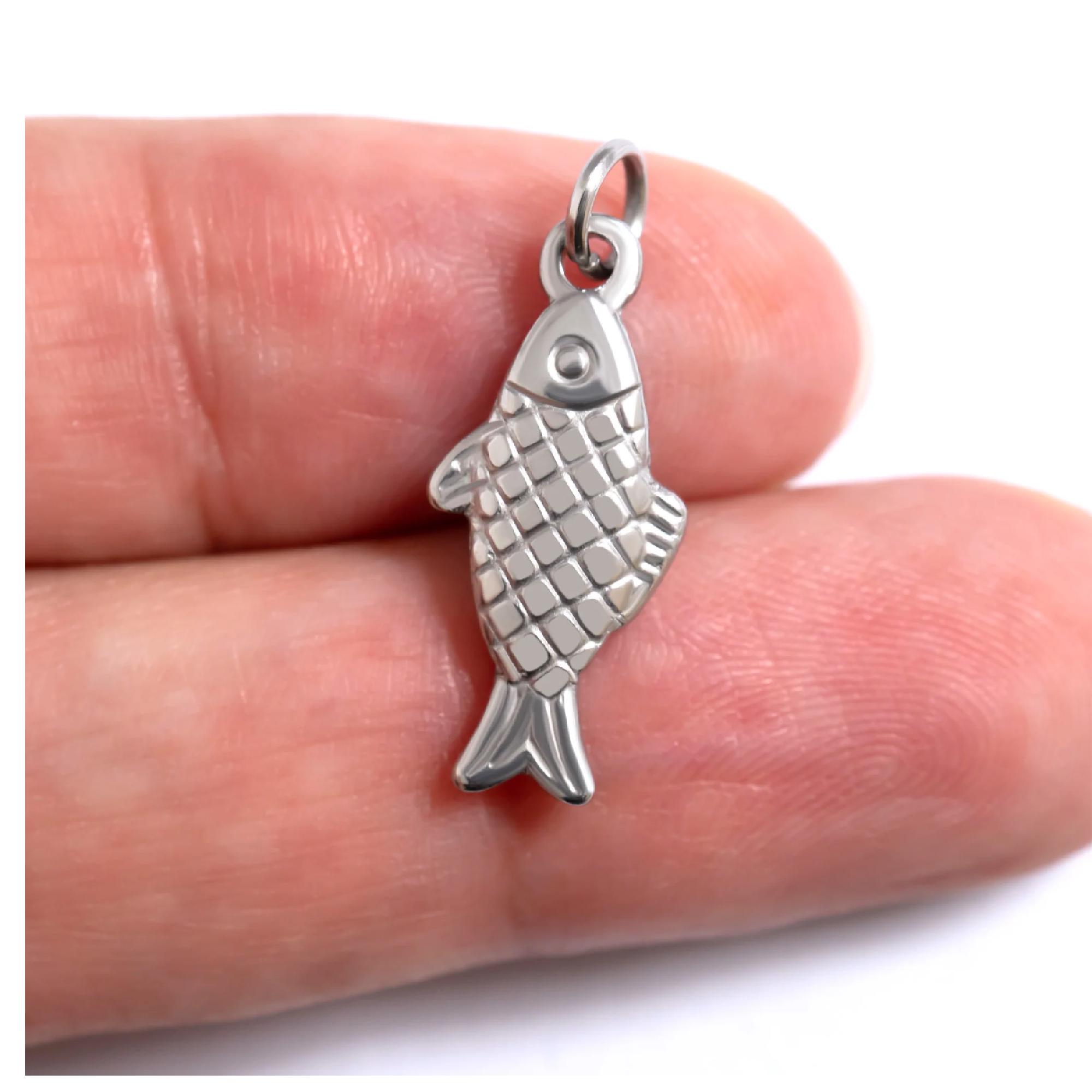 18K Gold PVD Fish Charm: Stainless Steel Pendant, DIY Jewelry - Etsy