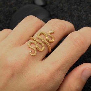 Adjustable Snake Ring, Sterling Silver or Bronze, Large Statement Ring ...