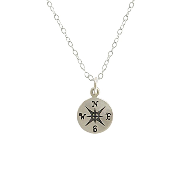 Compass Necklace Sterling Silver Wanderlust Jewelry Womens Etsy