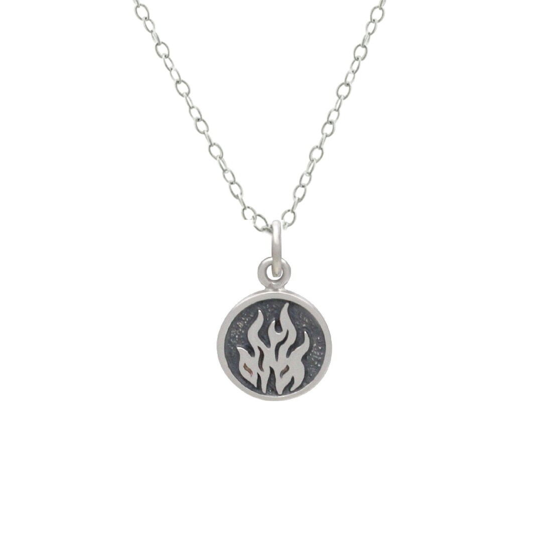 Sterling Silver Fire Charm Necklace: Zodiac Jewelry Gift - Etsy