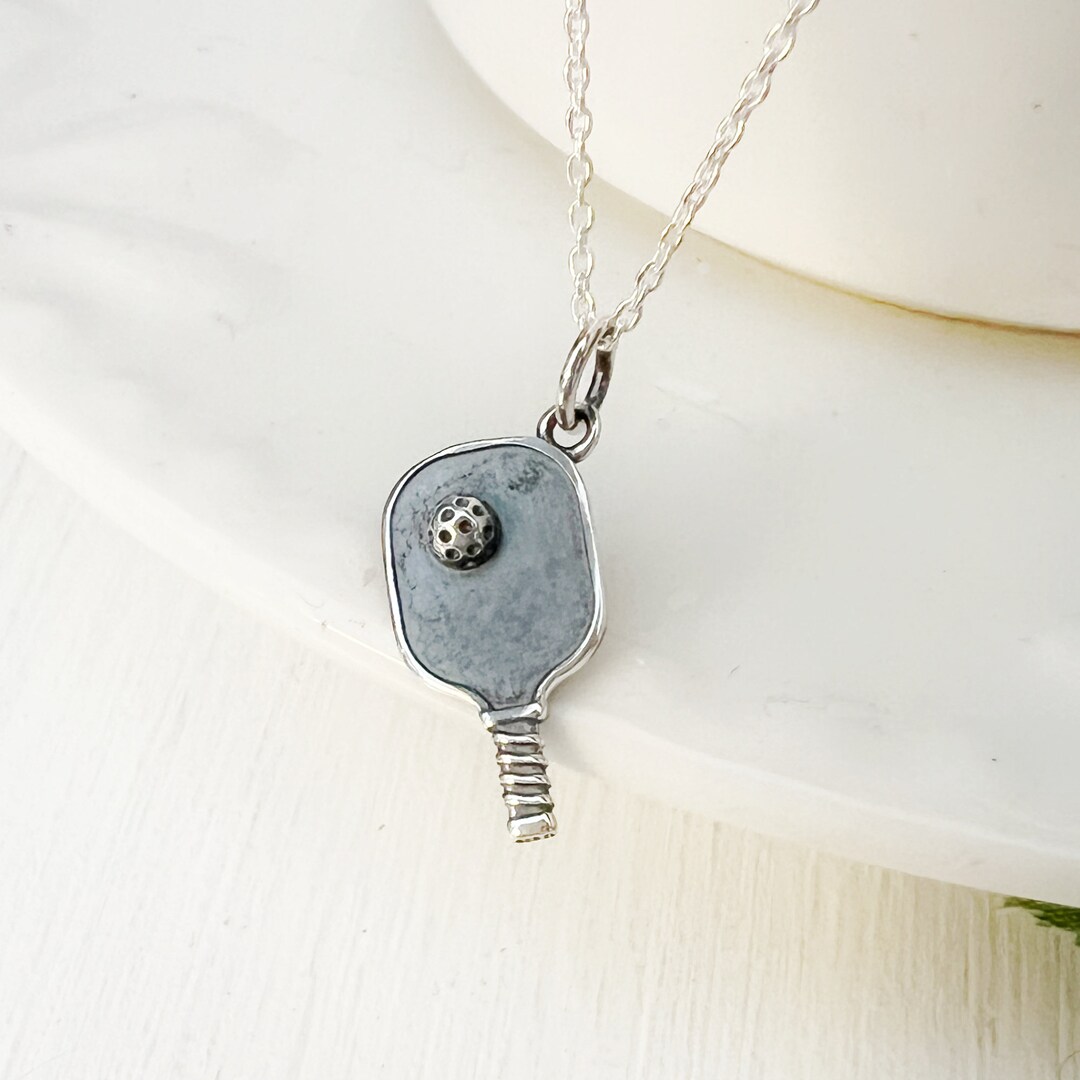 Pickleball Necklace, Oxidized Sterling Silver Jewelry for Women ...