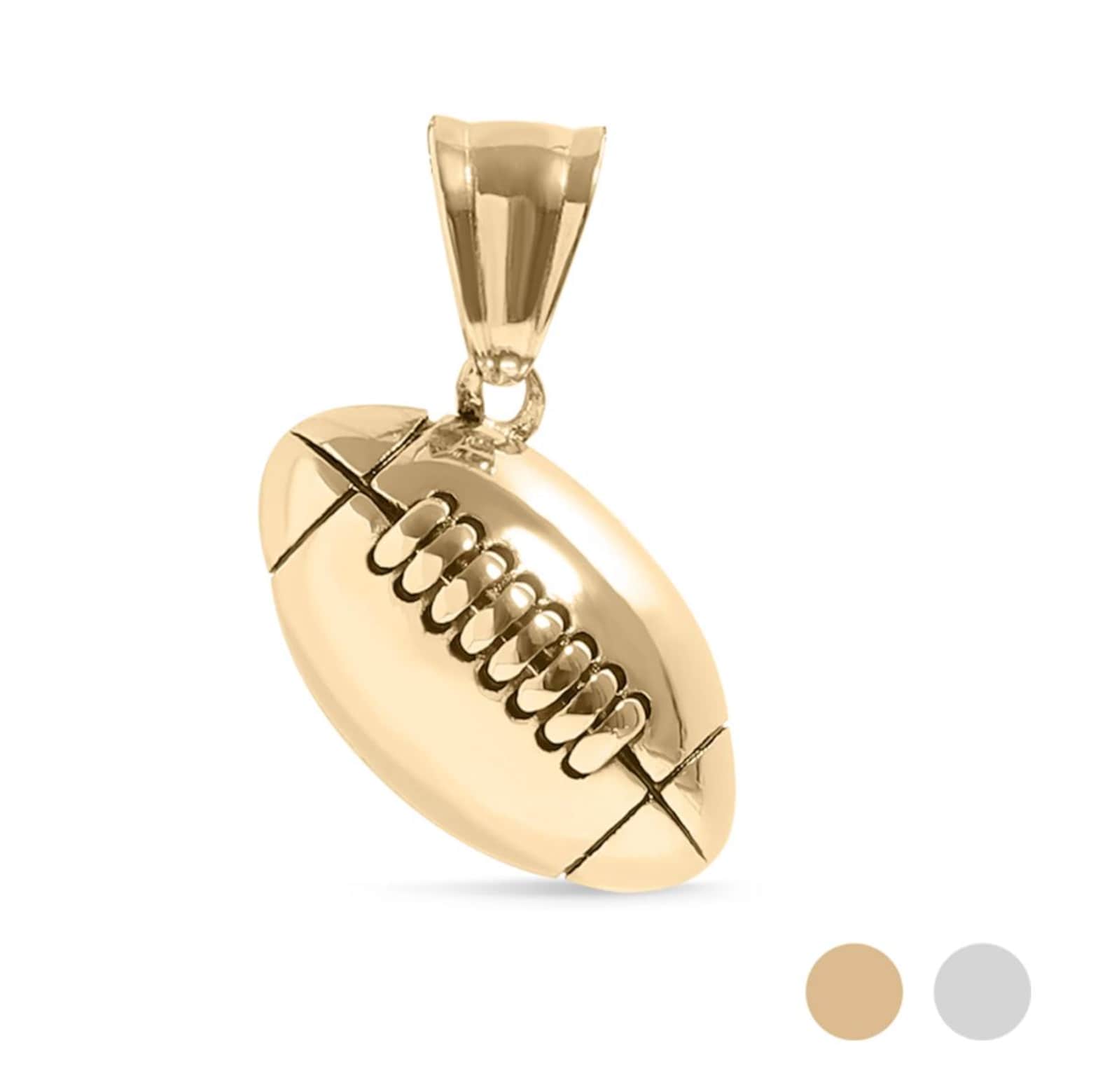 18K Gold Football Charm: Stainless Steel Sports Pendant Necklace - Etsy