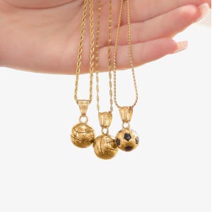 18K Gold Football Charm: Stainless Steel Sports Pendant Necklace - Etsy