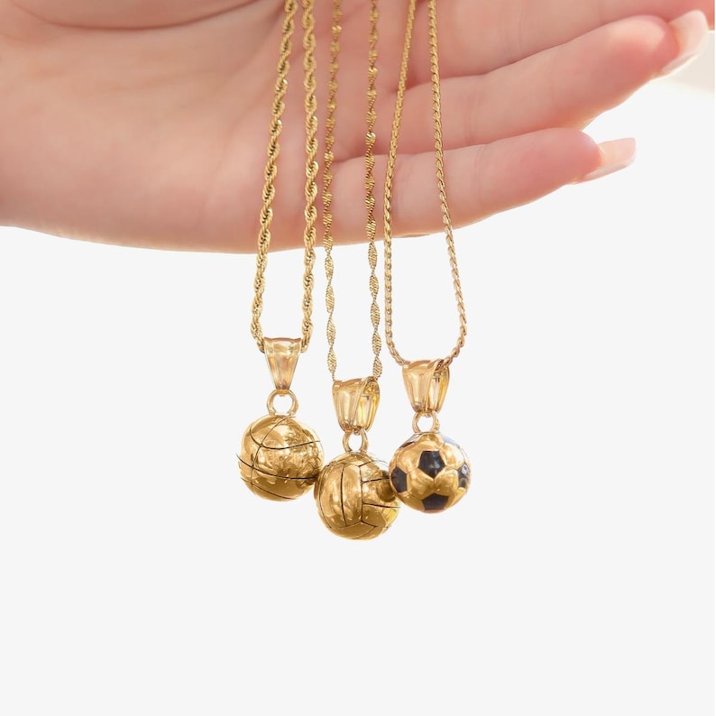 18K Gold Football Charm: Stainless Steel Sports Pendant Necklace - Etsy