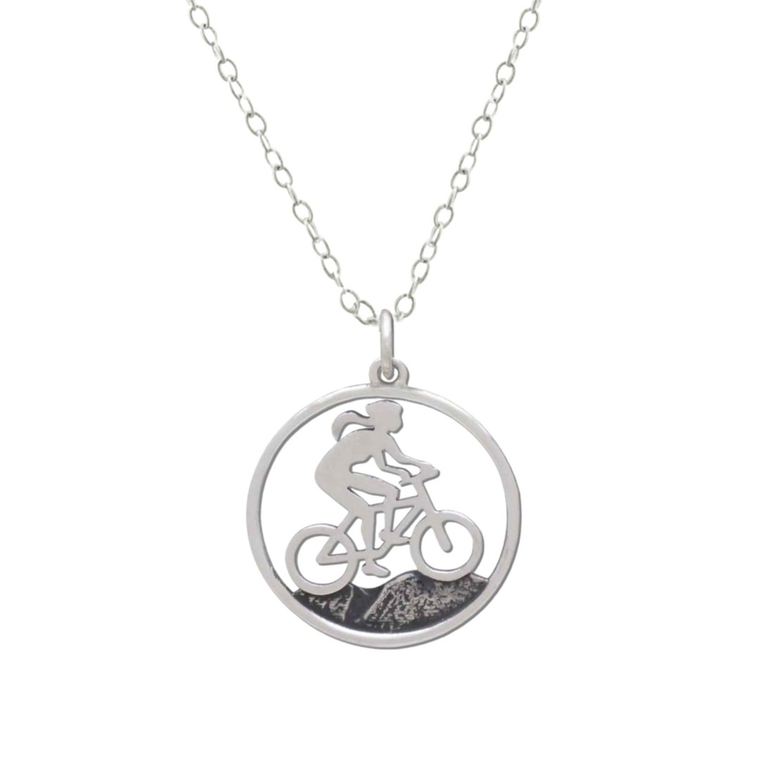 Sterling Silver Mountain Bike Necklace: Biker Girl Jewelry Gift - Etsy