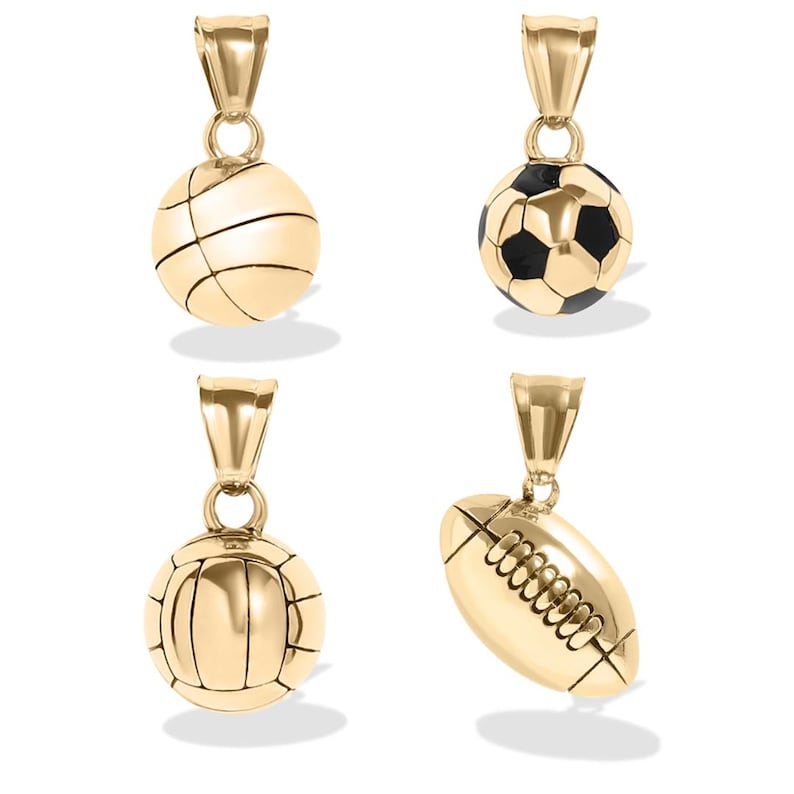 18K Gold Football Charm: Stainless Steel Sports Pendant Necklace - Etsy