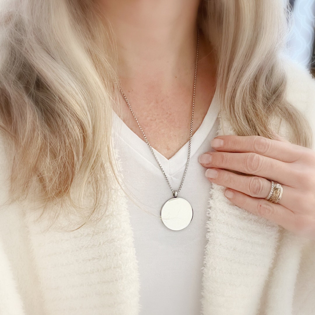 Reflective Mirror Pendant Necklace: Stainless Steel Protection Jewelry ...