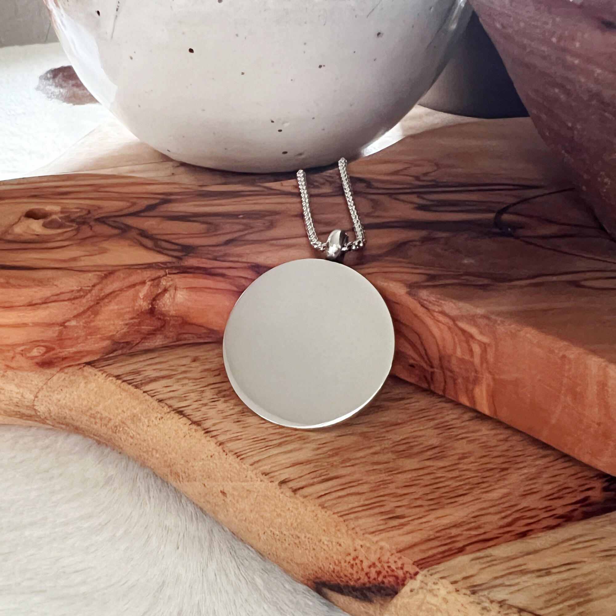 Reflective Mirror Pendant Necklace: Stainless Steel Protection Jewelry ...