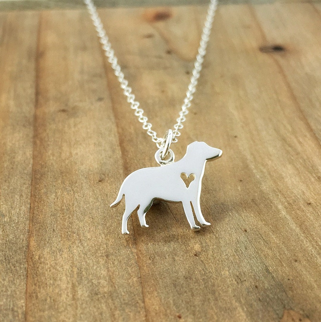Labrador Necklace With Heart, Dog Necklace, Sterling Silver Pet Loss ...