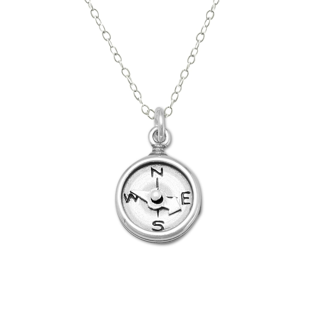Sterling Silver Compass Charm: Spinning Needle Charm, Wanderlust ...