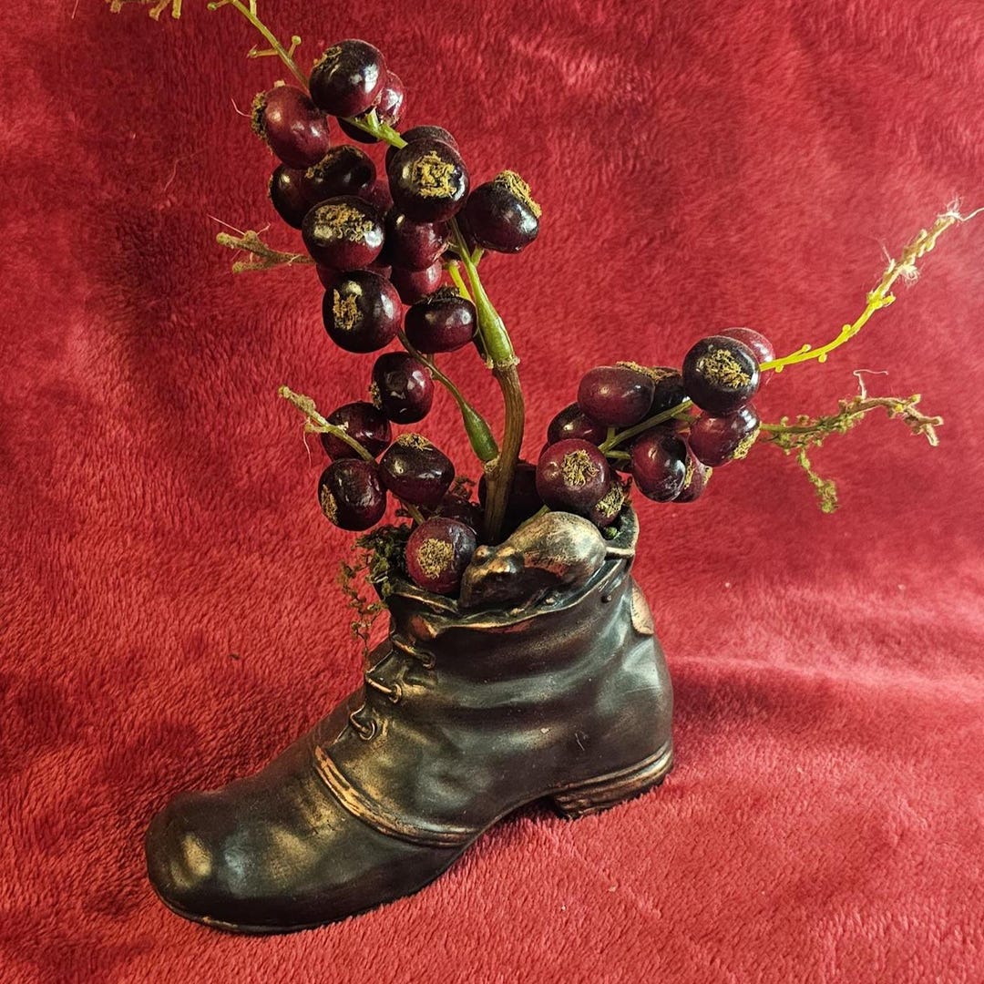 Upcycled Brass Boot With Mouse & Berry Foliage – Vintage Inspired ...