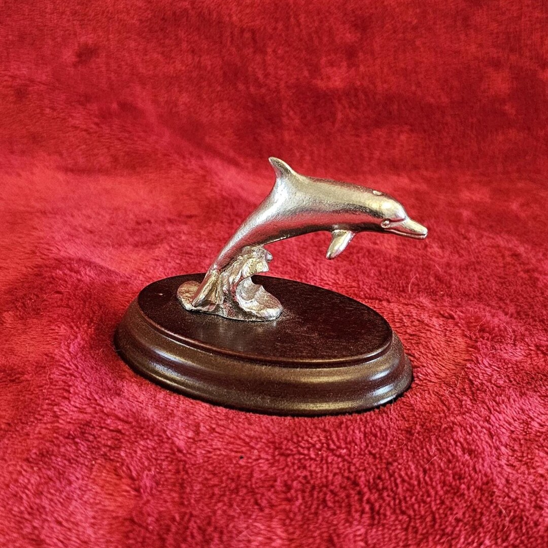 Vintage Merlin Pewter Dolphin Sculpture | Collectible Figurine With ...