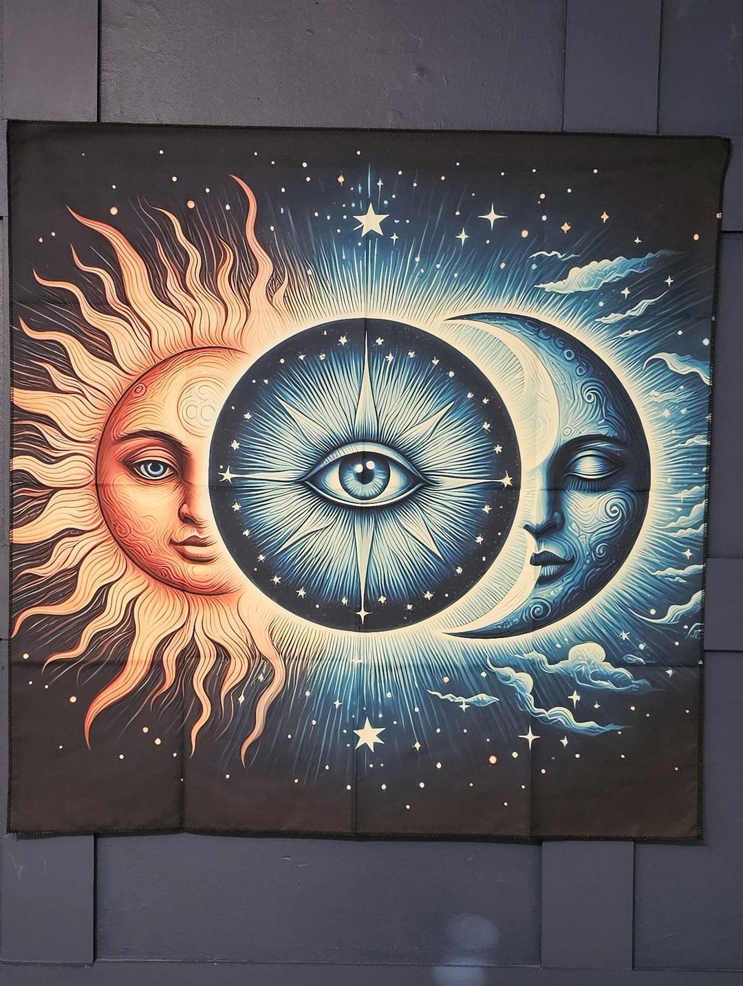 Altar Cloth Moon and Sun - Colorful Altar Cloth - Dorm Wall Hanging ...