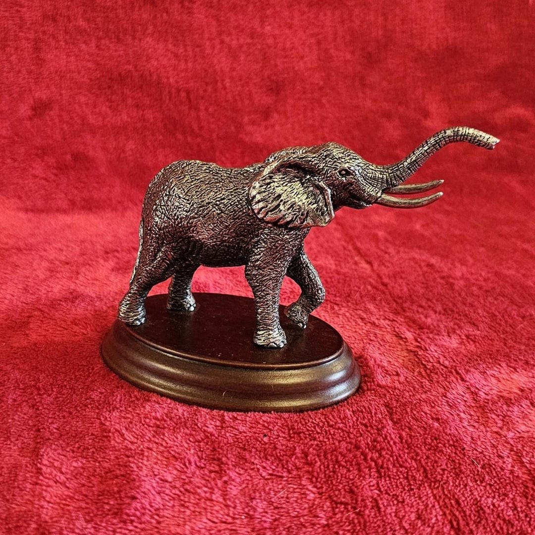 Vintage Merlin Pewter Elephant Sculpture | Original Box | 9x6x9cm ...