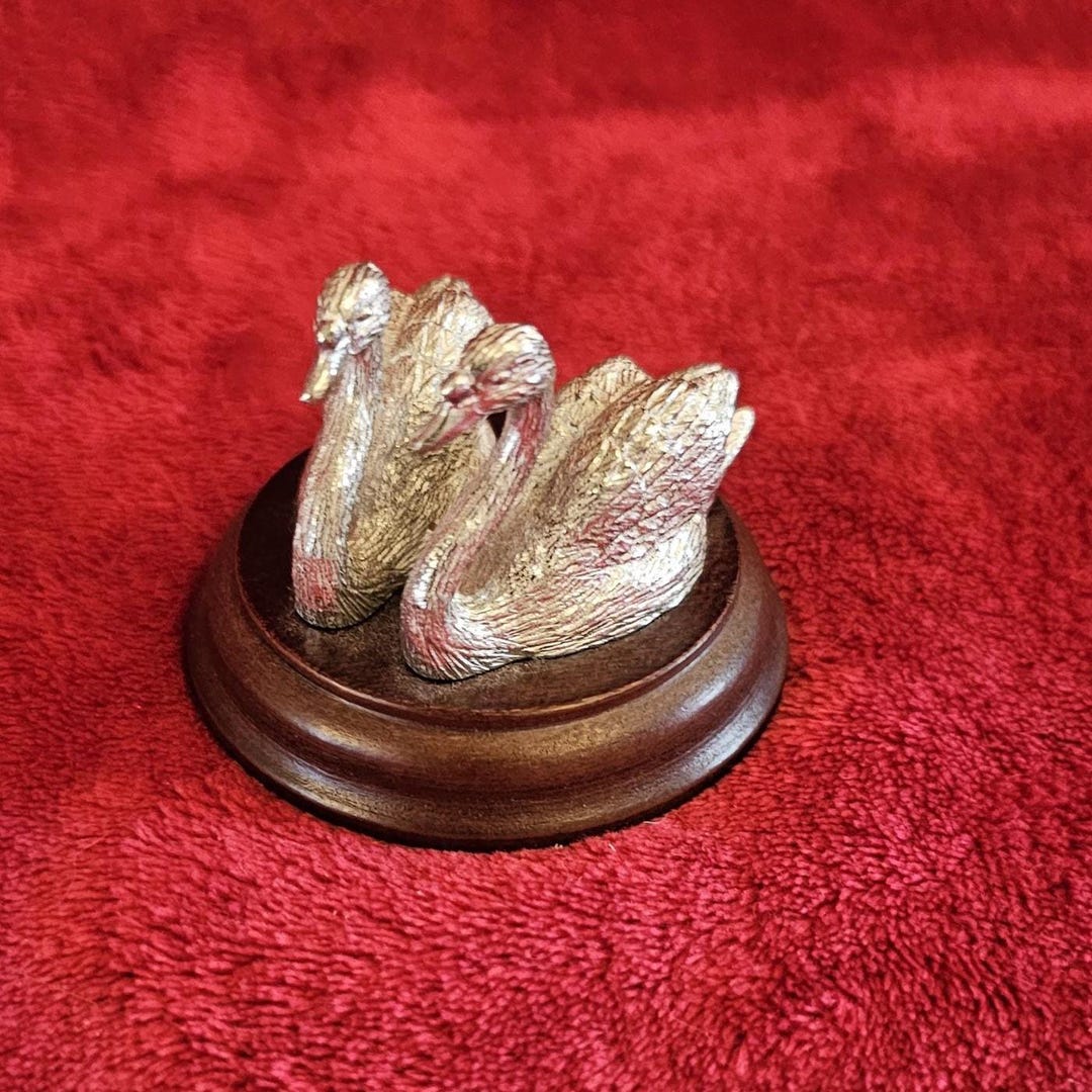 Vintage Merlin Pewter Swan Pair | Collectible Sculptures With Original ...