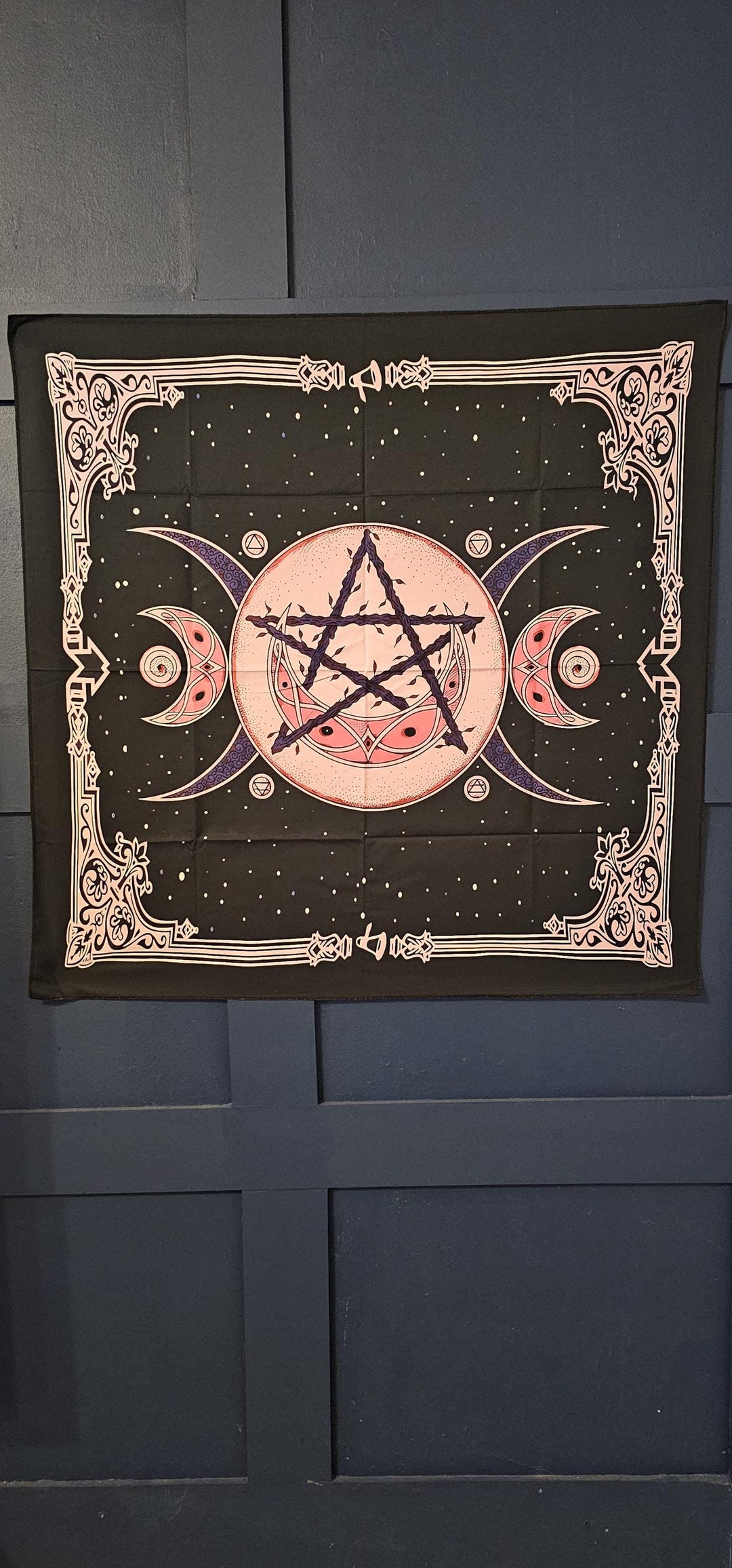 Altar Cloth Moon Phases - Pink Altar Cloth - Dorm Wall Hanging - Shrine ...