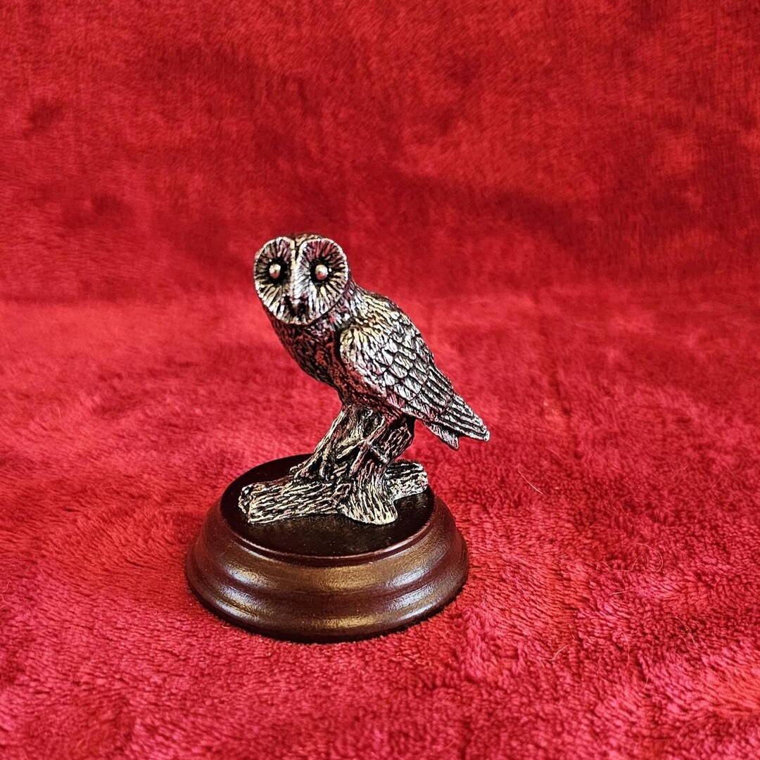 Vintage Merlin Pewter Barn Owl Sculpture With Original Box | 6cm ...