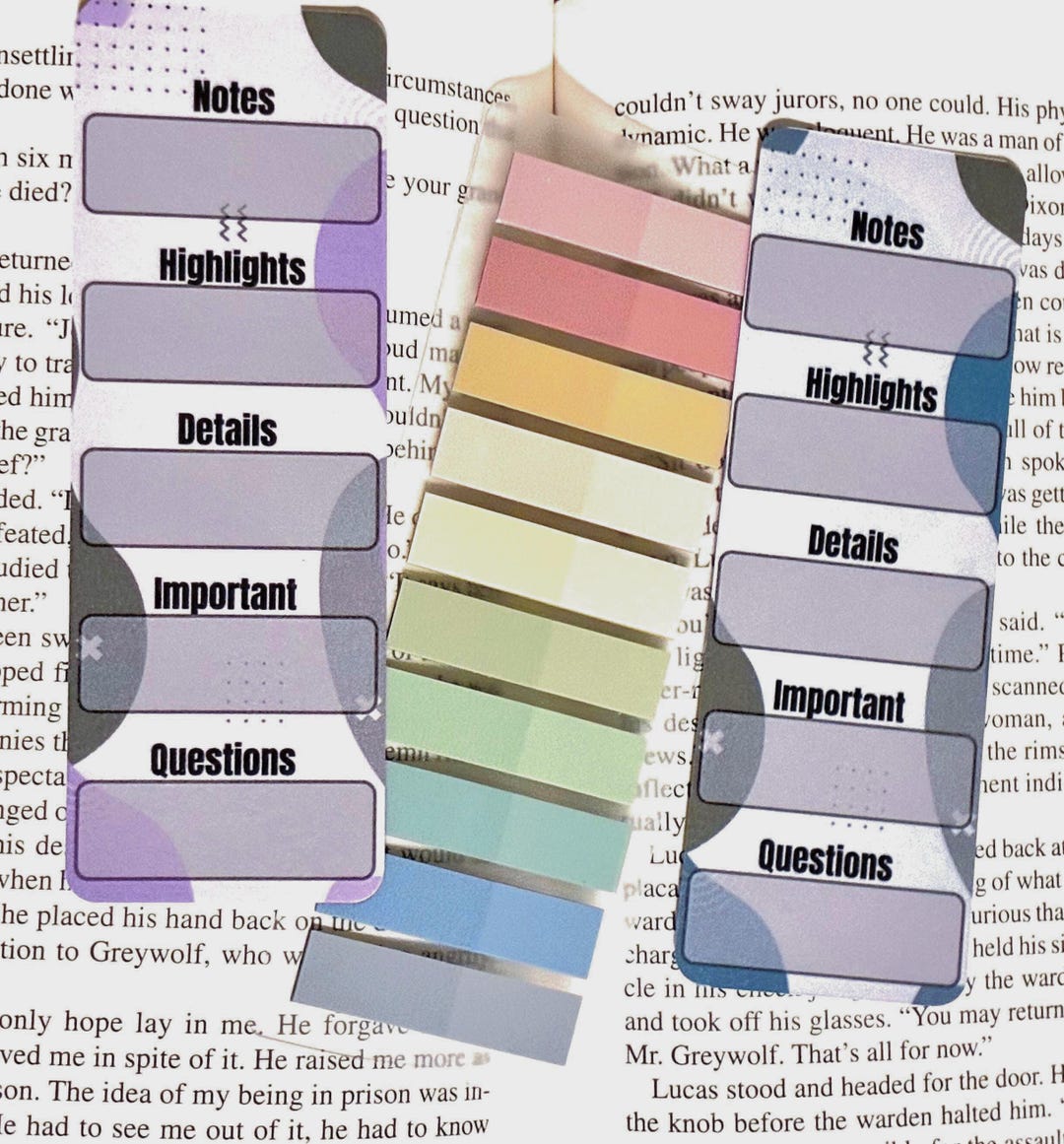80s Annotation Bookmark With Color Tabs - DIY Book Annotating - Etsy