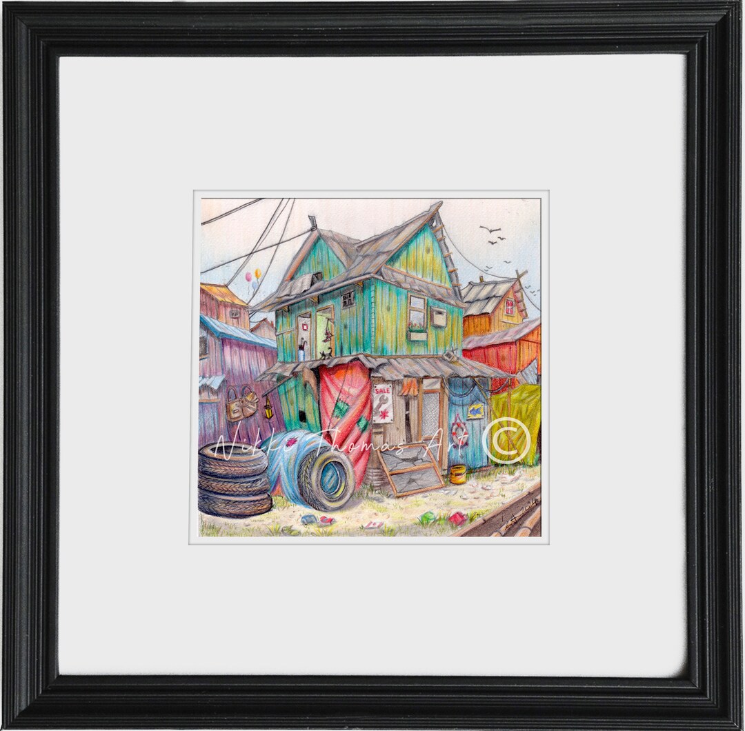 Shabby Shack,5x5" Derelict Shanty Town Inspired Original Art. - Etsy