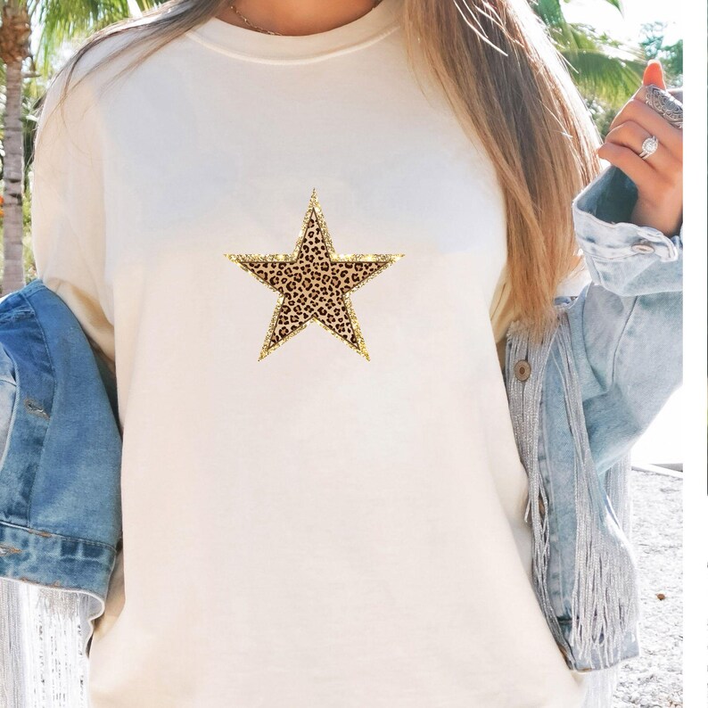 Glitter Leopard Print Stars Shirt Cheetah Print Star Shirt Trendy Shirt ...