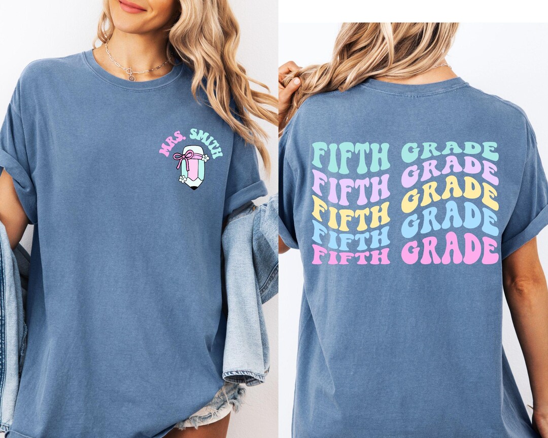 Custom Colorful Fifth Grade Comfort Colors Shirt Personalized 5th Grade ...