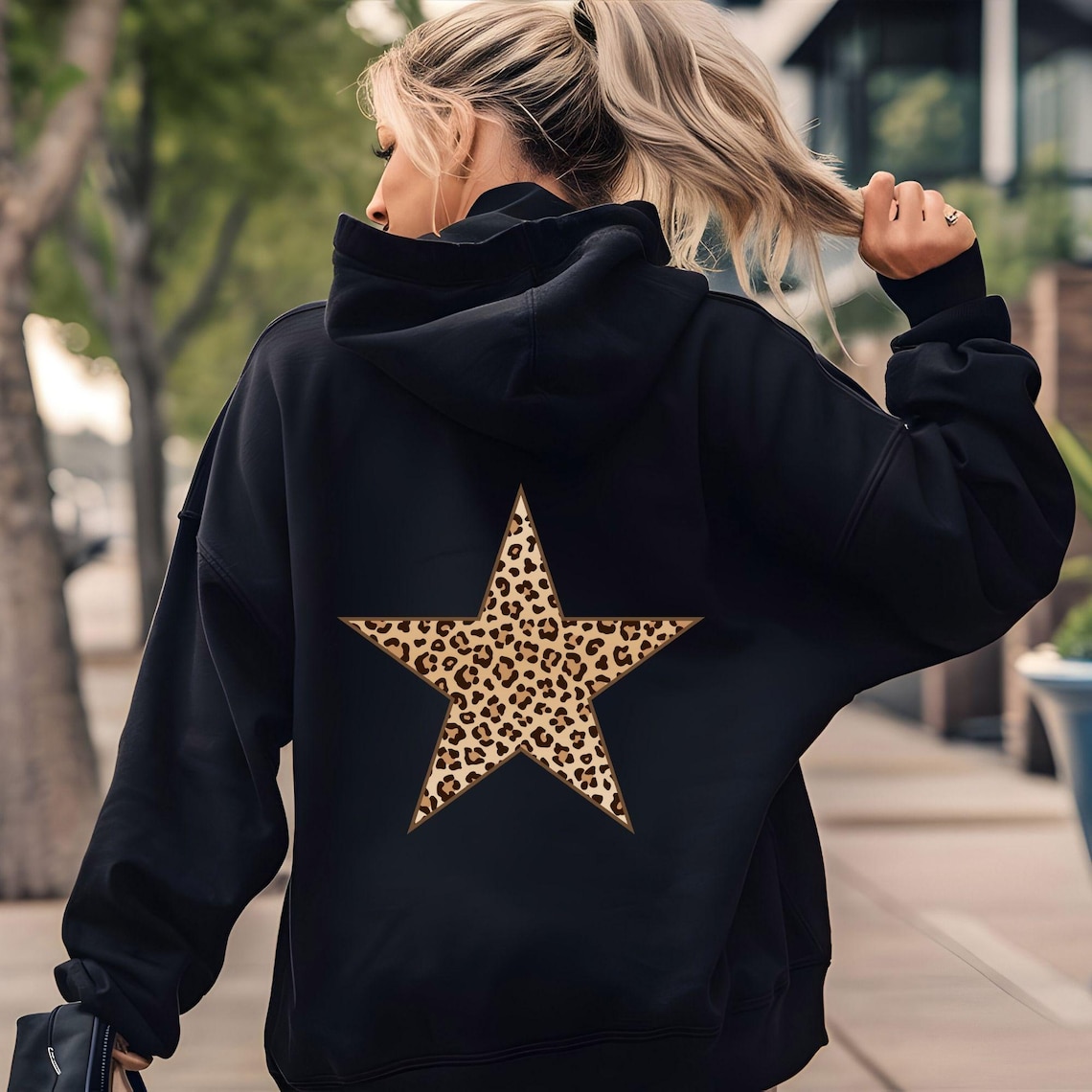 Leopard Print Star Hoodie Cheetah Print Star Hoodie Trendy Hoodie ...
