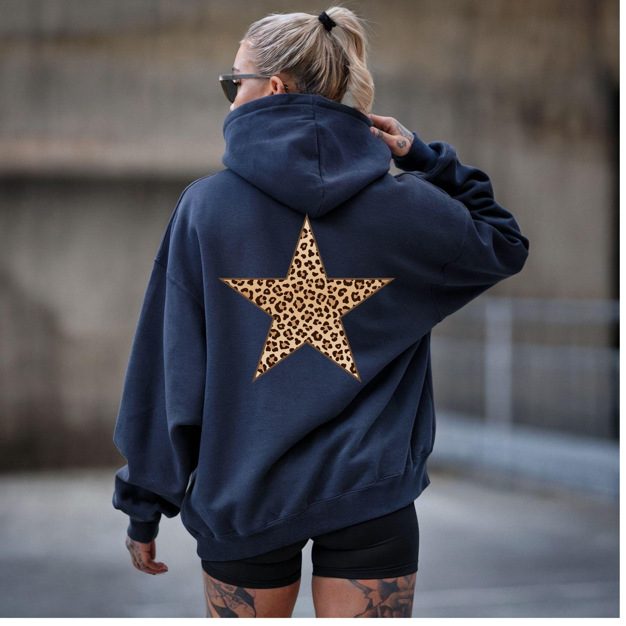 Leopard Print Star Hoodie Cheetah Print Star Hoodie Trendy Hoodie ...