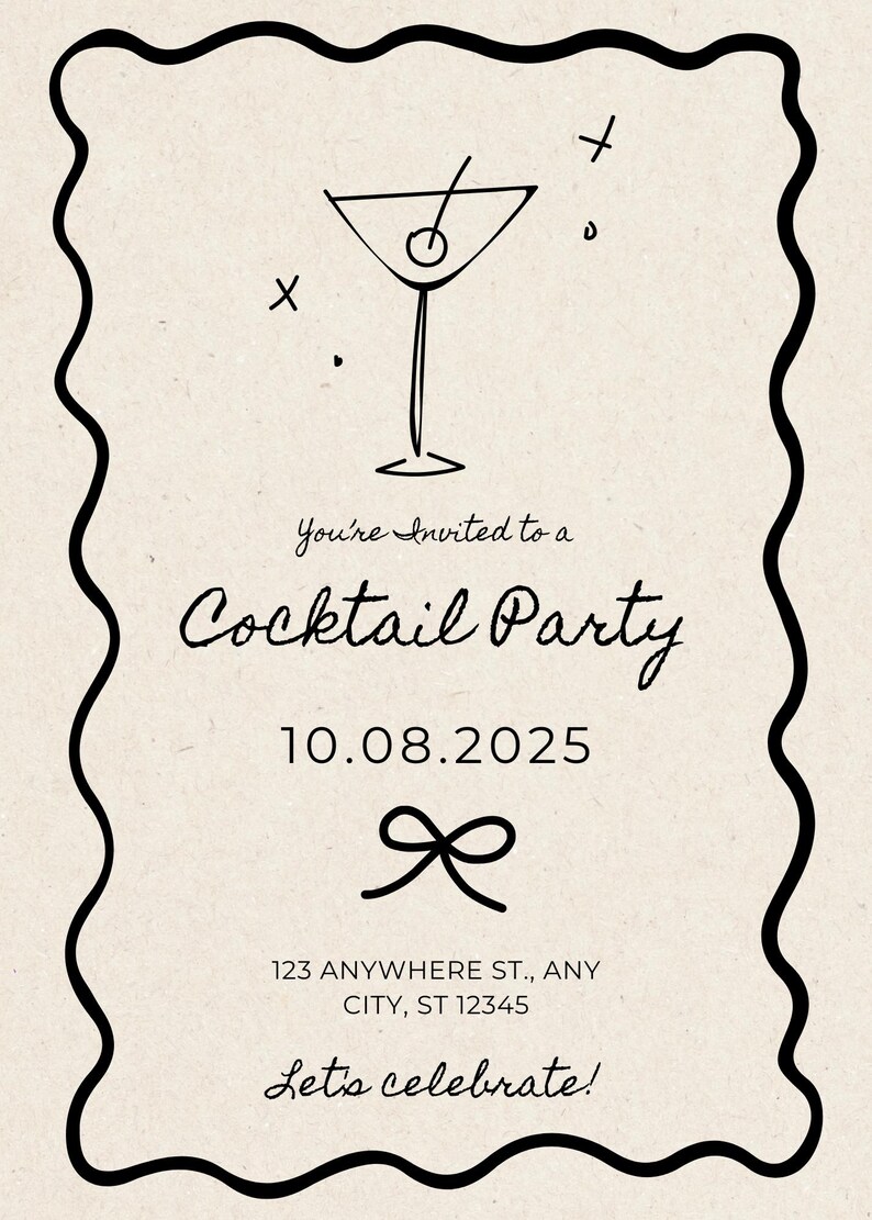 Cream Vintage Cocktail Party Invitation - Etsy