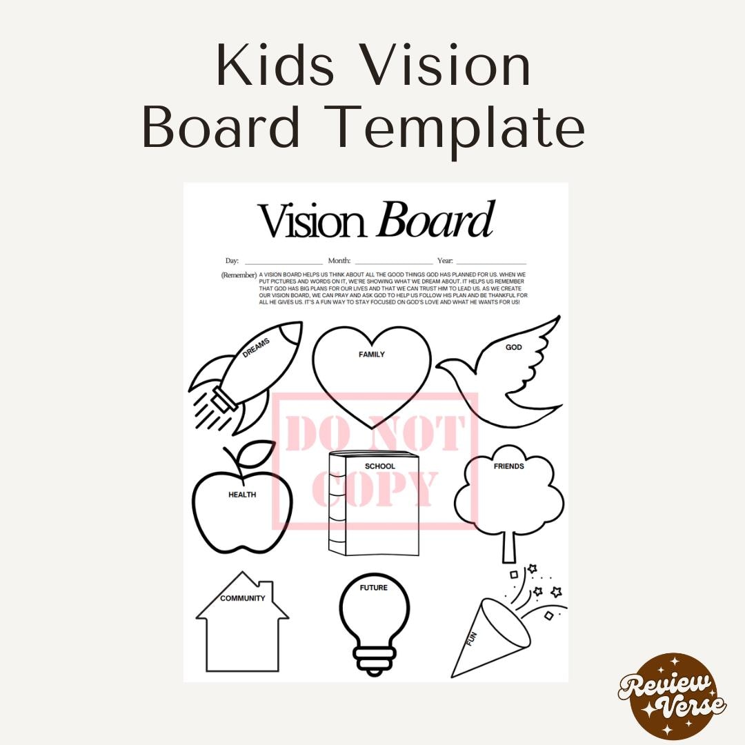 Kids Vision Board Template for Goal Setting and Faith-based Creativity ...