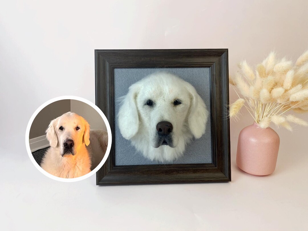 Custom Felt Pet Portrait Frame, Felt Dog Portrait , Life Like Felted ...