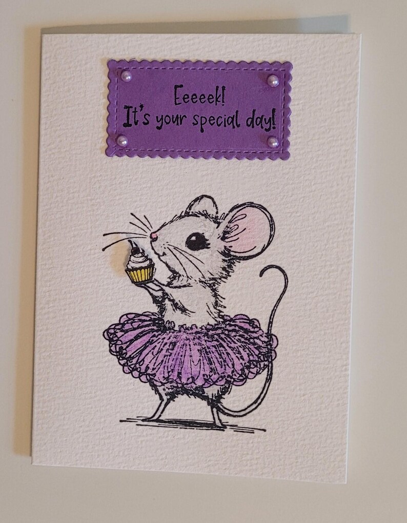 Birthday Card Ballerina Mouse - Etsy