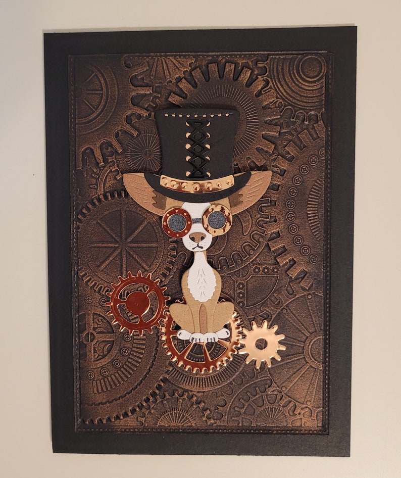 Greeting Card Steampunk Dog - Etsy
