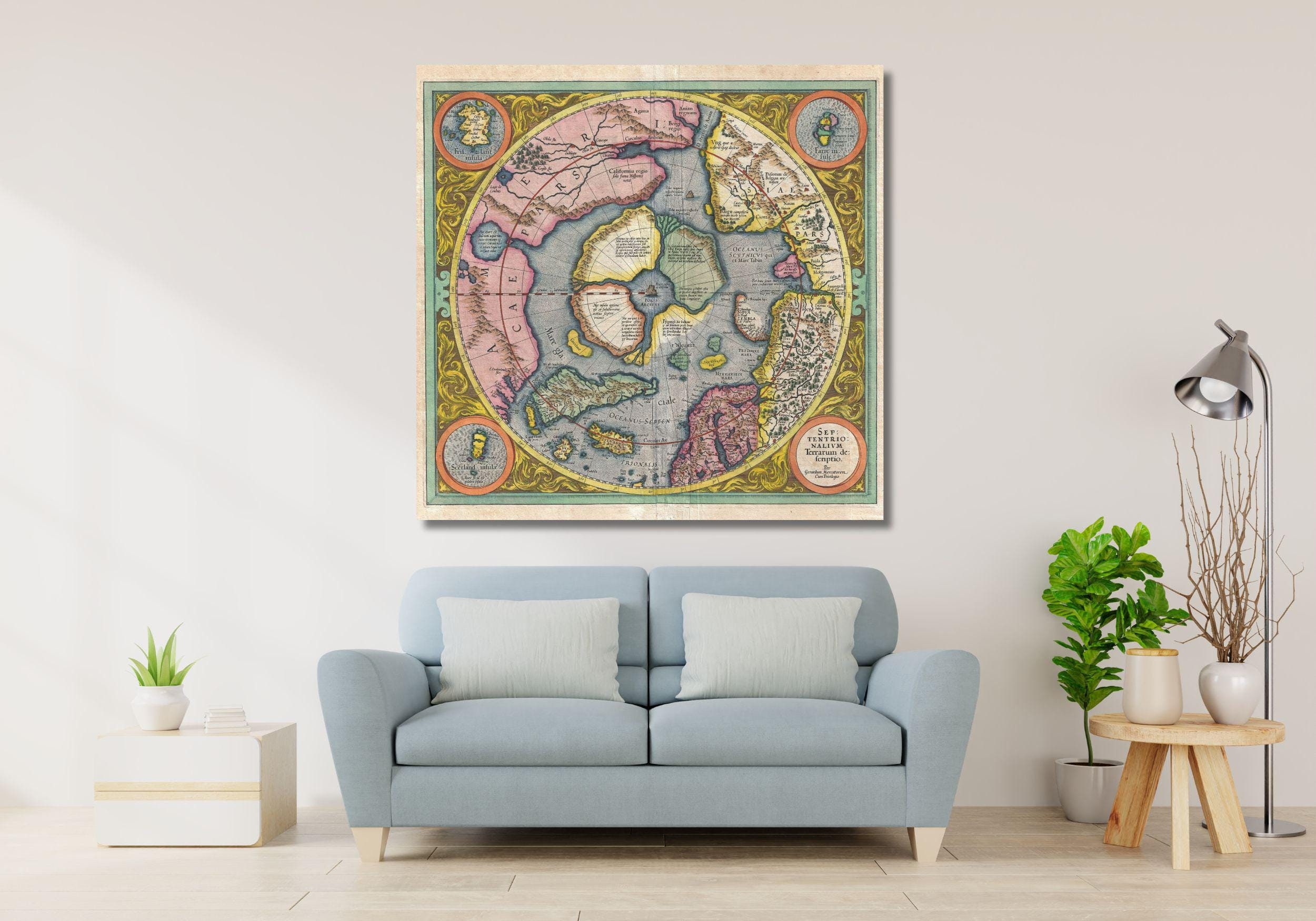 The North Pole First Map of the Arctic by Mercator 1606 Poster Print ...