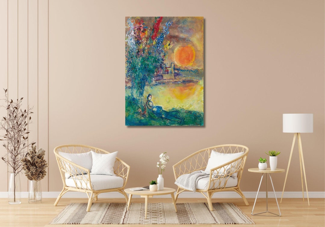 Red Moon at Antibes by Marc Chagall, Chagall Canvas Wall Art ...