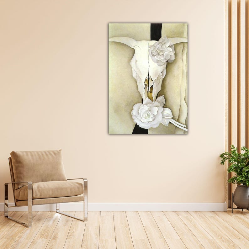Georgia O'keeffe Cow's Skull With Calico Roses Wall Art Canvas,o'keeffe ...