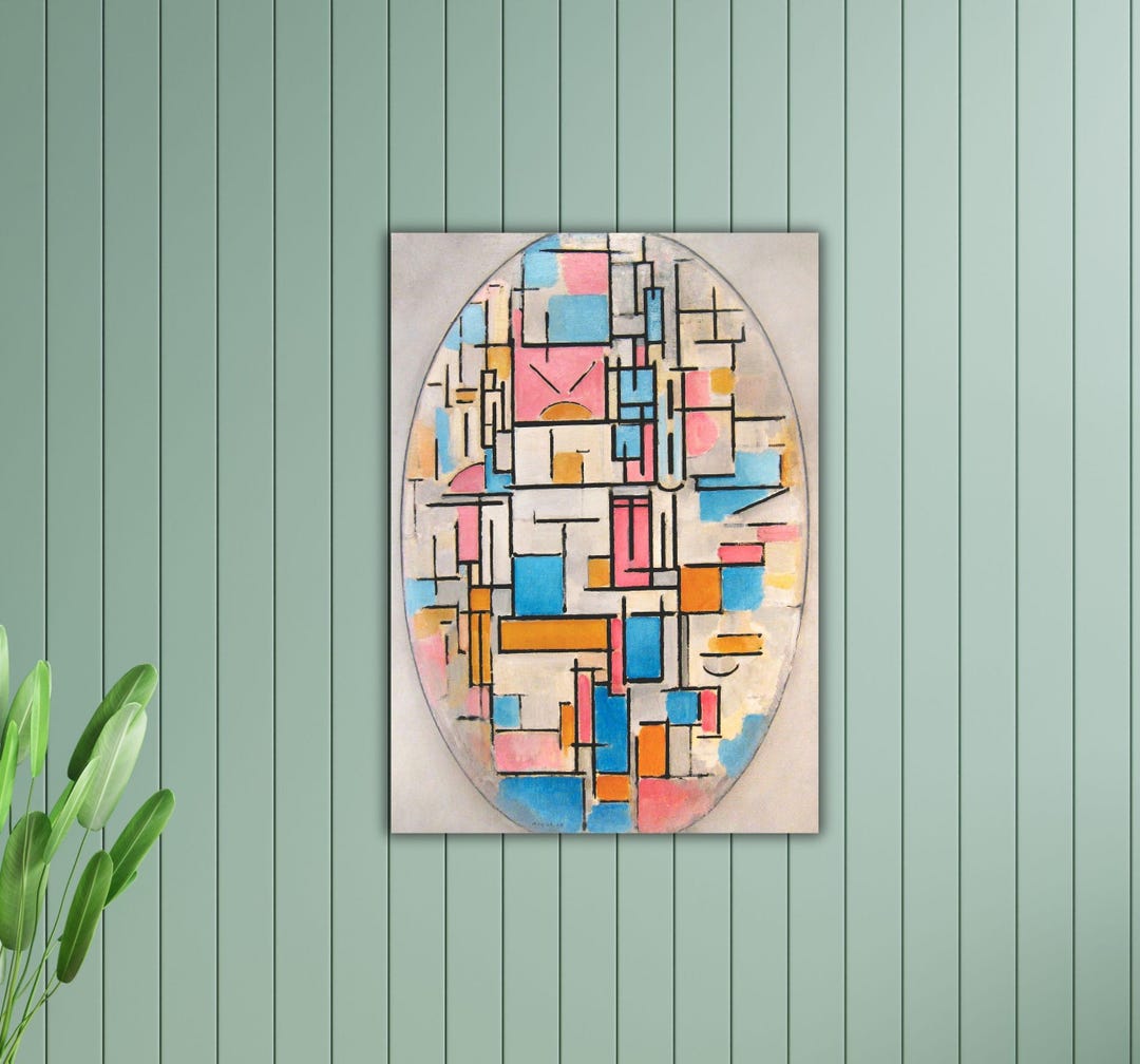 Piet Mondrian Composition in Oval With Colour Planes 1 Canvas Modern ...