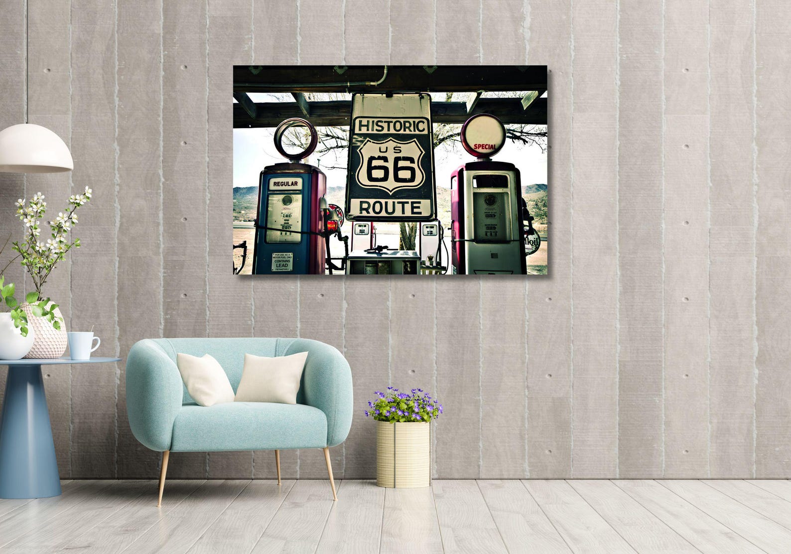 Gas Station Print, Gas Station Canvas Decor, Historic Route 66 Wall Art ...