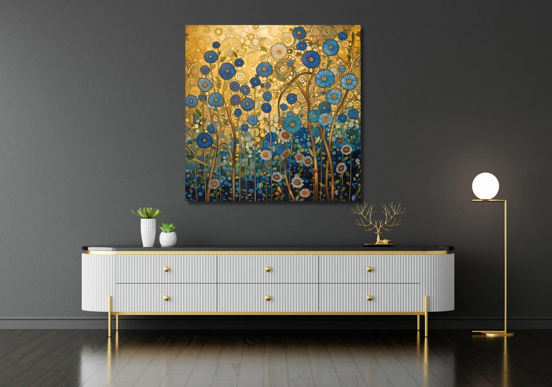 Floral Study in Gold Gustav Klimt Inspired Art Print on Canvas ...