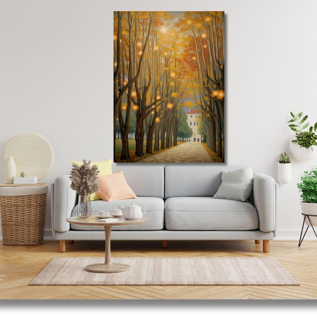Gustav Klimt Style Autumn Forest Lights Wall Art Canvas,reproduction ...