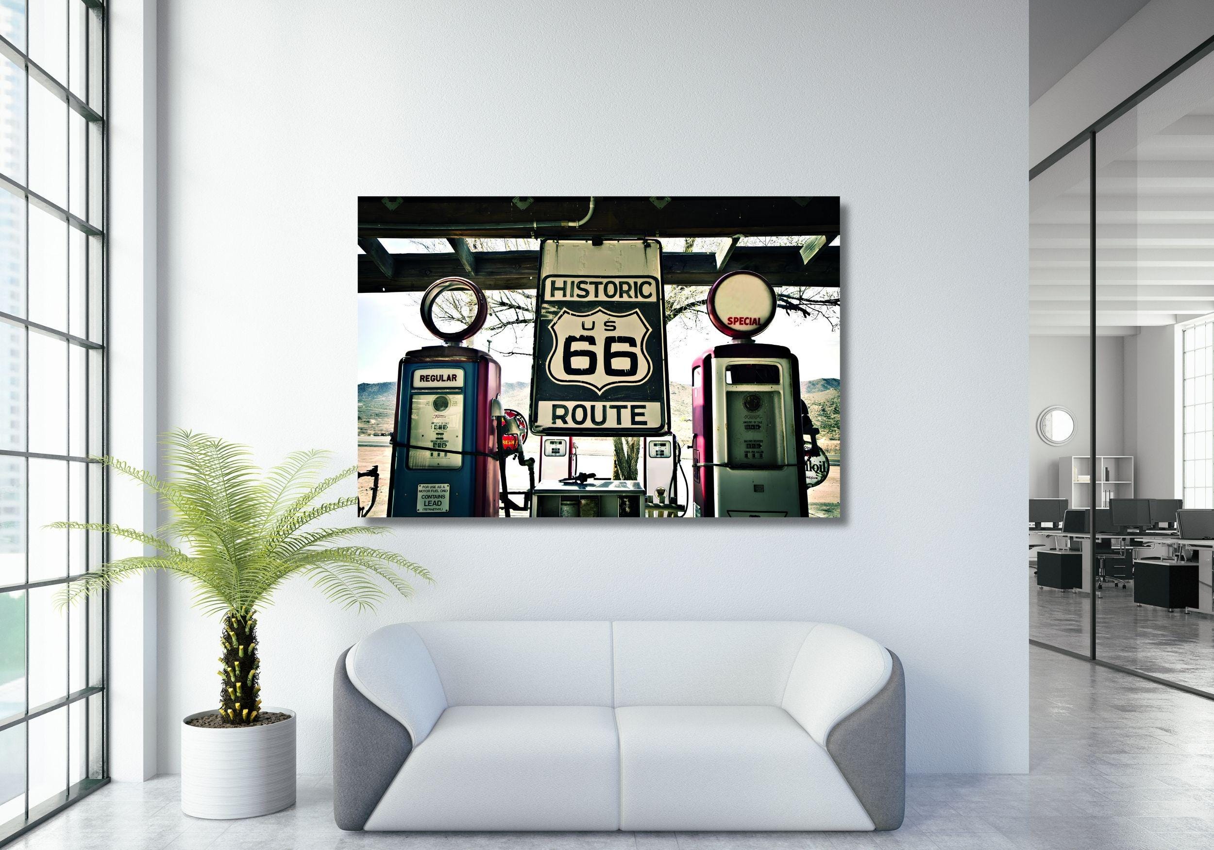 Gas Station Print, Gas Station Canvas Decor, Historic Route 66 Wall Art ...