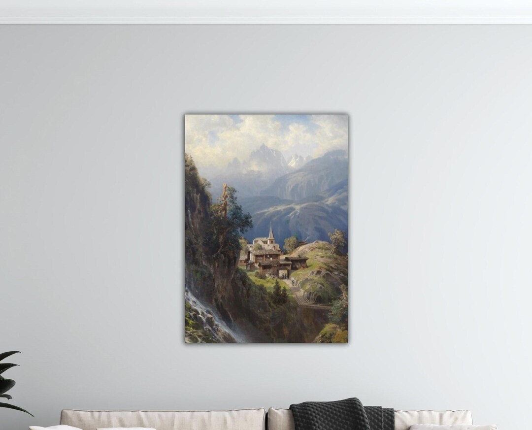 Adolf Mosengel- Village in the Bernese Alps Canvas Adolf Mosengel ...